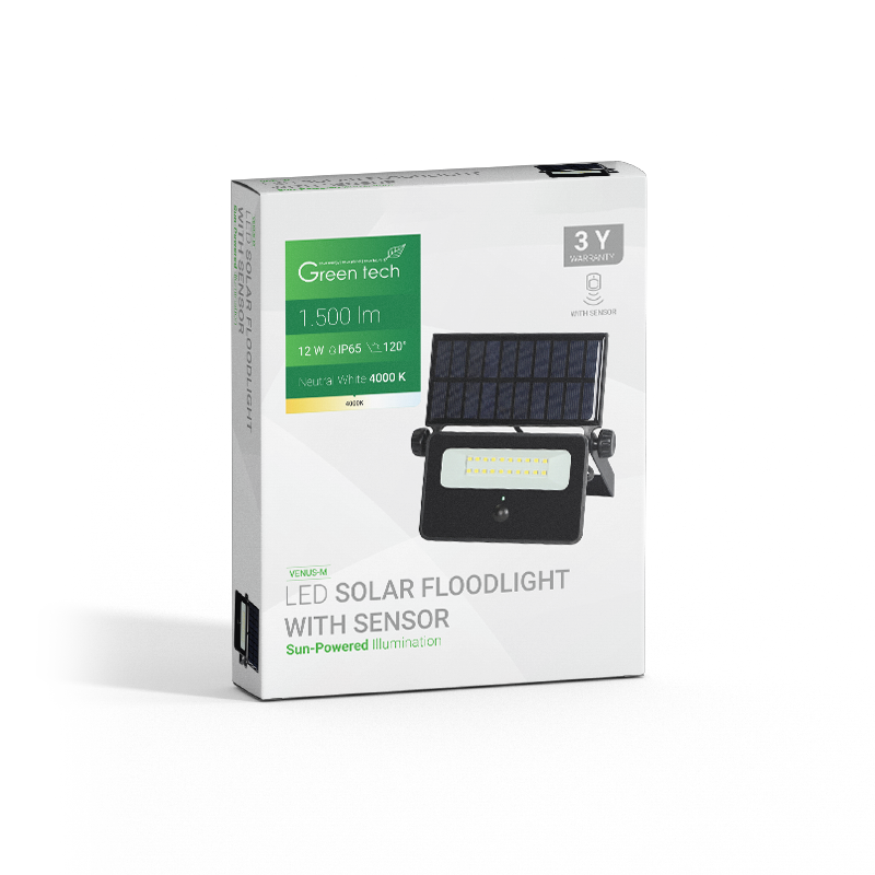 GREEN TECH LED solarni reflektor Green Tech 12W, 4000K, IP65, 1500 lm ...