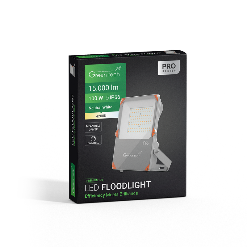 GREEN TECH Premium LED reflektor Green Tech, 100W, 150LM/W 4200K, IP66 ...